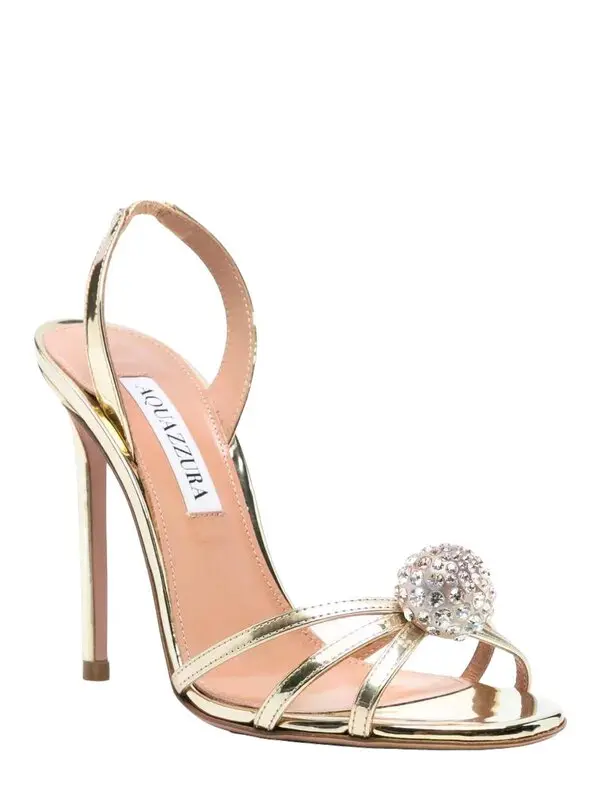 AQUAZZURA Crystal-embellished Leather Heeled Sandals - Gold