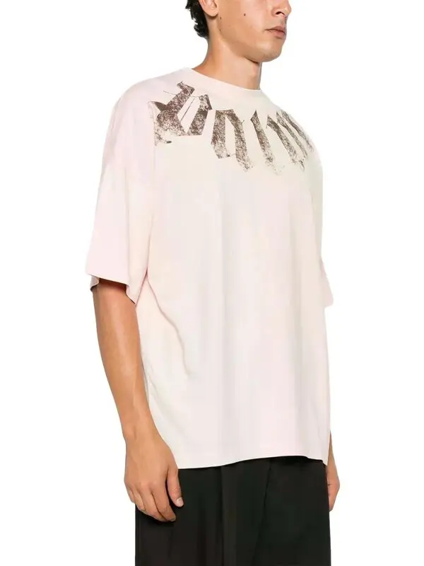 Palm Angels Big Neck Logo Printed T-shirt - Pink