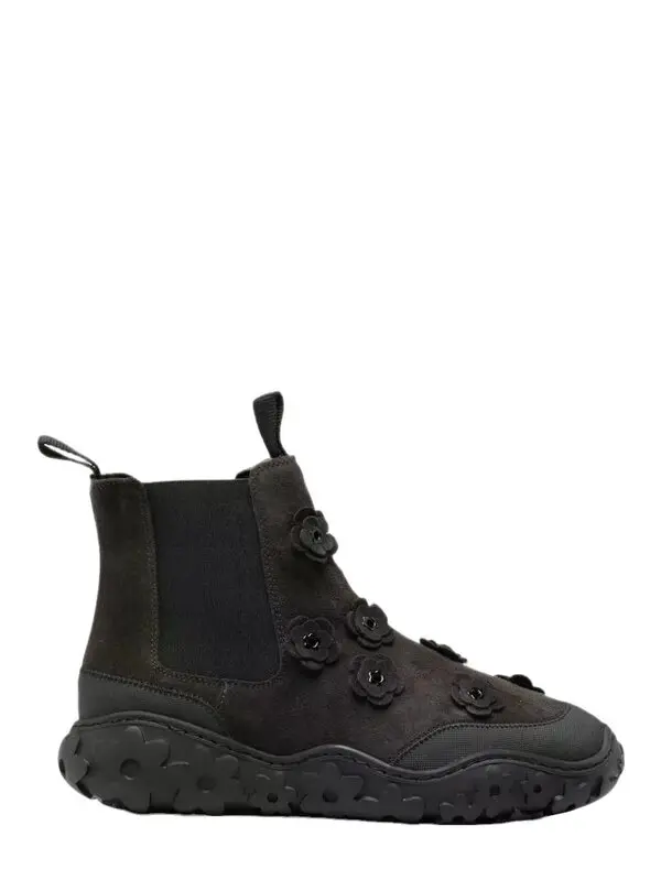 Cecilie Bahnsen Floral Appliqué Suede Ankle Boots - Brown