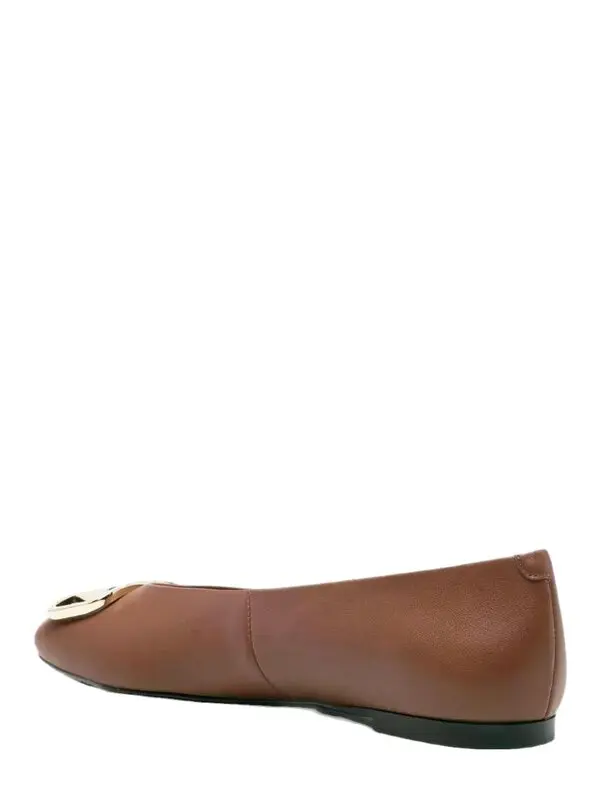 Furla Logo-plaque Leather Ballet Flats - Brown