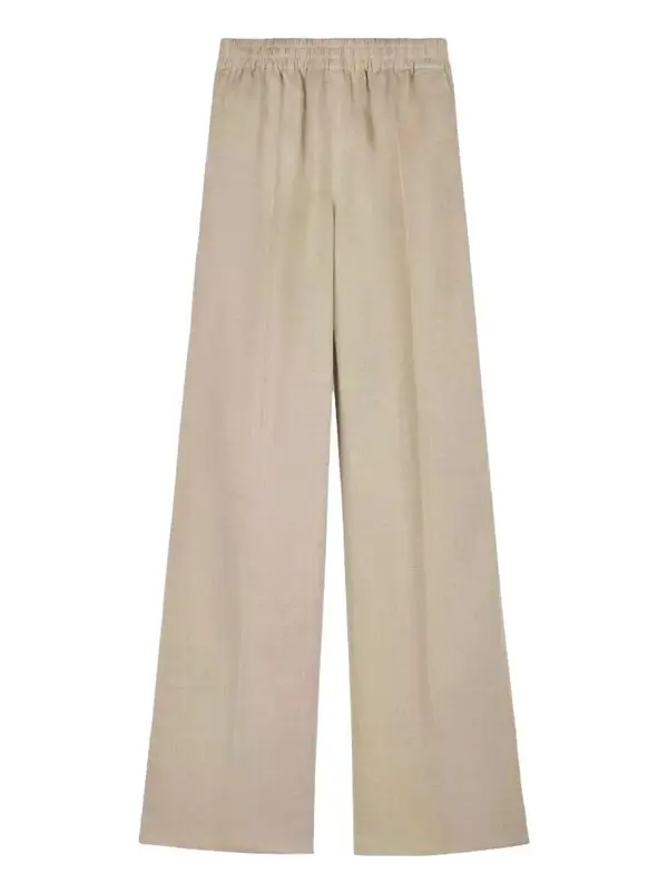 TOD'S Beige Linen Pants With T-motif Embroidery - Neutrals