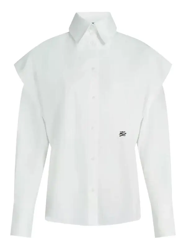 Karl Lagerfeld Cotton Logo Embroidered Shirt - White