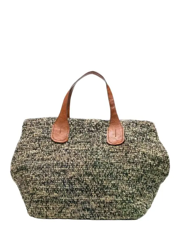 IBELIV Woven Leather-trim Tote Bag - Neutrals