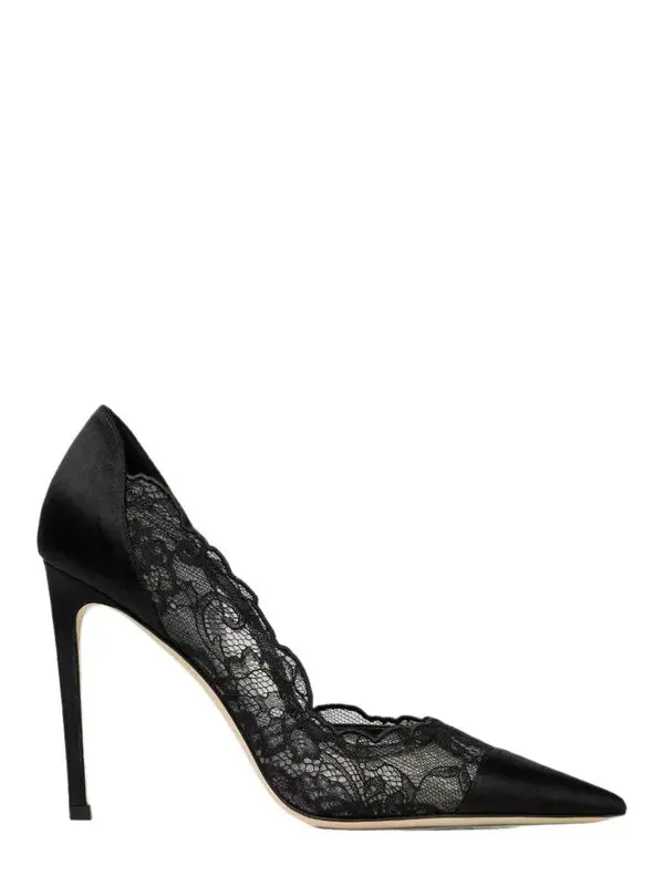 JIMMY CHOO Brigitte Lace Panelling Pumps 100 - Black
