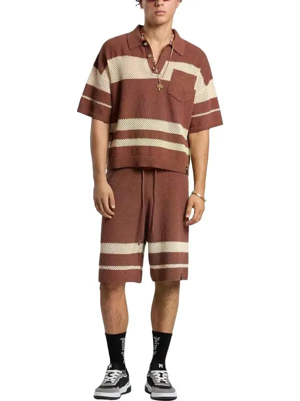 Palm Angels Palm Type Loose-knit Shorts - Brown