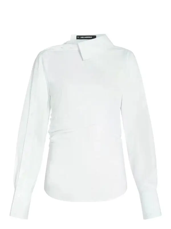 Karl Lagerfeld Asymmetric Gathered Button Shirt - White