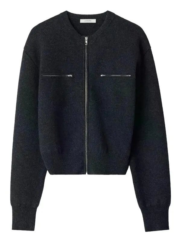 LEMAIRE Zipped Top In Alpaca Wool Blend - Black