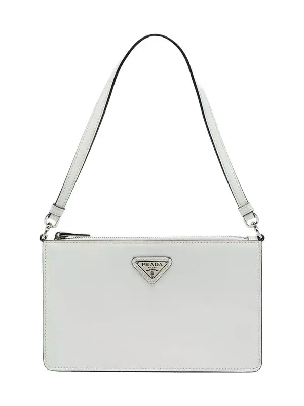Prada Brushed Leather Shoulder Bag - White