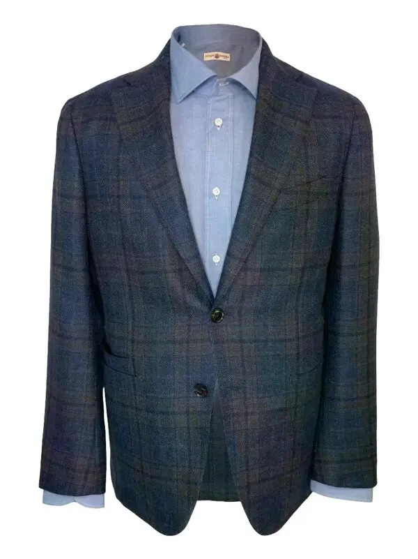 Luciano Barbera Checked Blazer - Blue