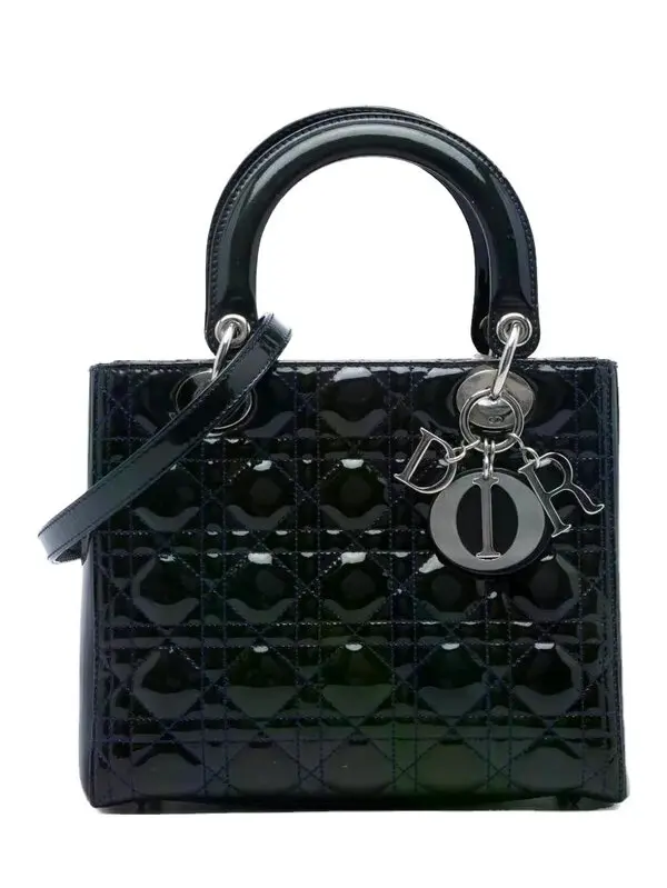 Dior Patent Cannage Lady Satchel - Blue