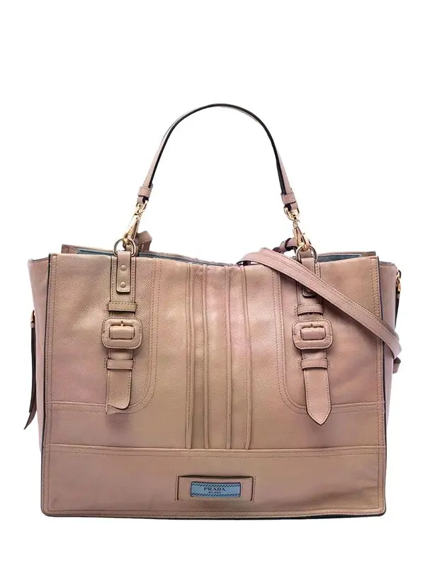 Prada Calfskin Etiquette Satchel - Brown