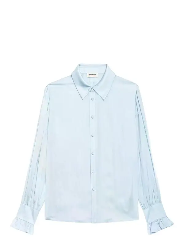 Zadig&Voltaire Long-sleeve Satin Shirt With Rhinestone Wings - Blue