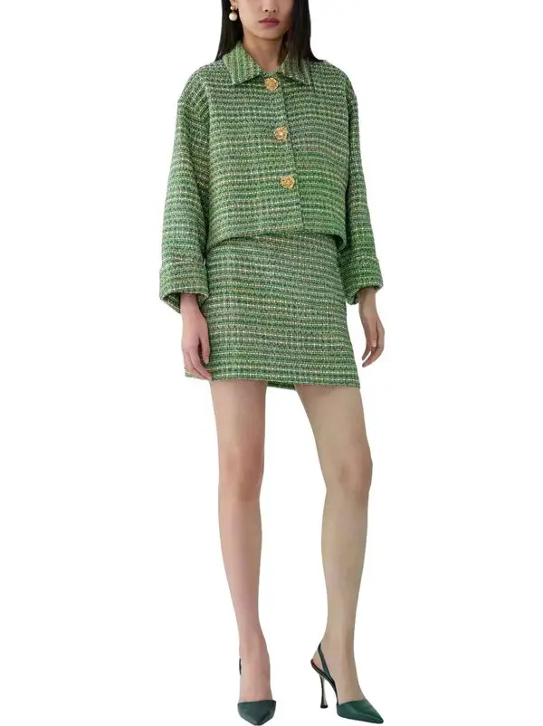 Carolina Herrera Cropped Tweed Jacket - Green