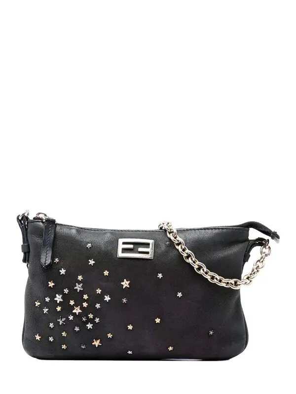 Fendi Star Studded Chain Crossbody Bag - Black