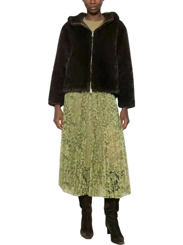 ERMANNO FIRENZE Faux Fur Hooded Jacket - Brown