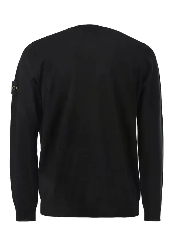 Stone Island Embossed Stitch Logo Patch Sweater - Black