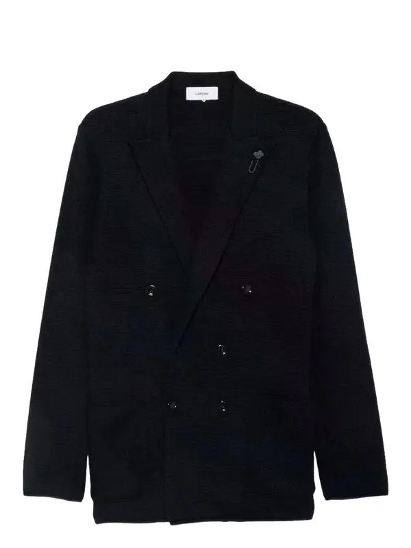 LARDINI Double-breasted Knit Blazer - Blue