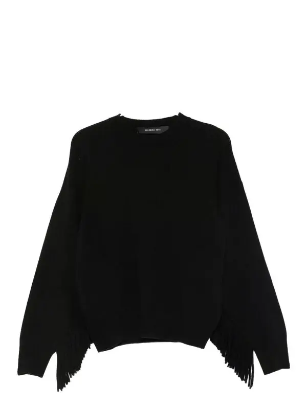 Federica Tosi Fringe Detail Crew Neck Sweater - Black