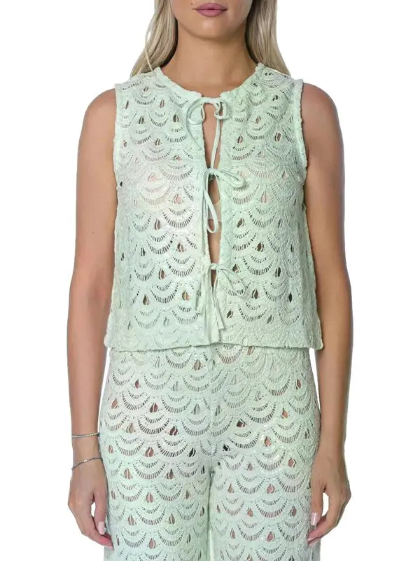 MC2 SAINT BARTH Crochet-knit Sequin-embellished Top - Green