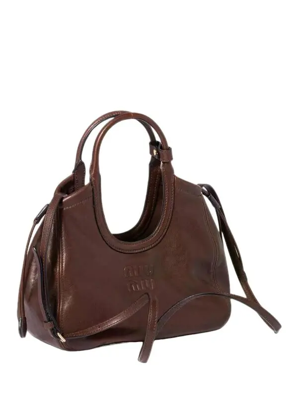 Miu Miu Ivy Nappa Leather Tote Bag - Brown