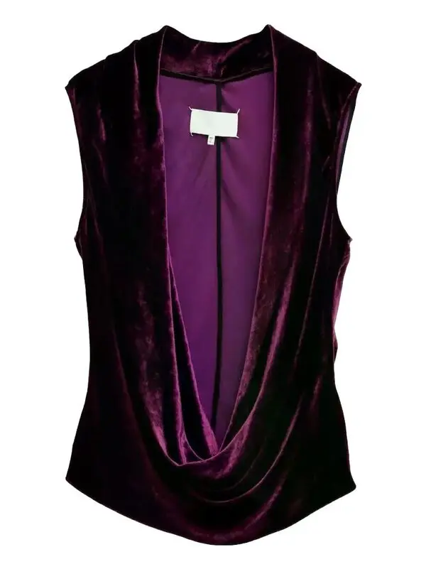 MAISON MARGIELA Sleeveless Draped Velvet Top - Purple