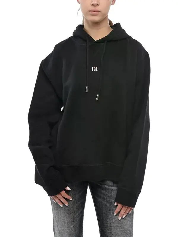 Dsquared2 Monogram Plaque Drawstring Hoodie - Black