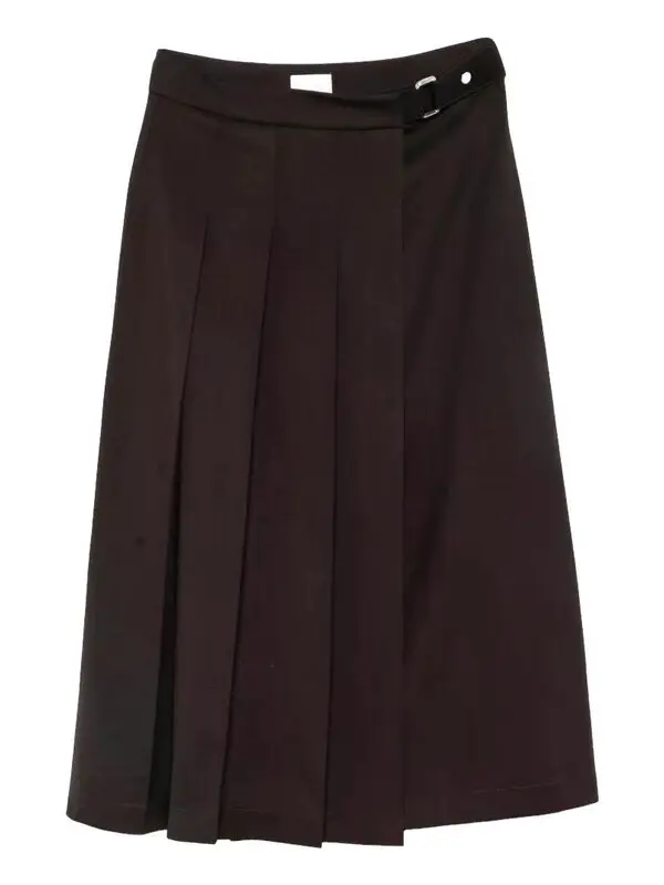 P.a.r.o.s.h Pleated Wrap Midi Skirt - Brown