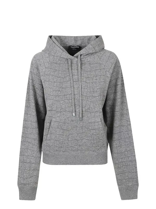 TOM FORD Cashmere Cotton Croco Jacquard Hoodie - Grey