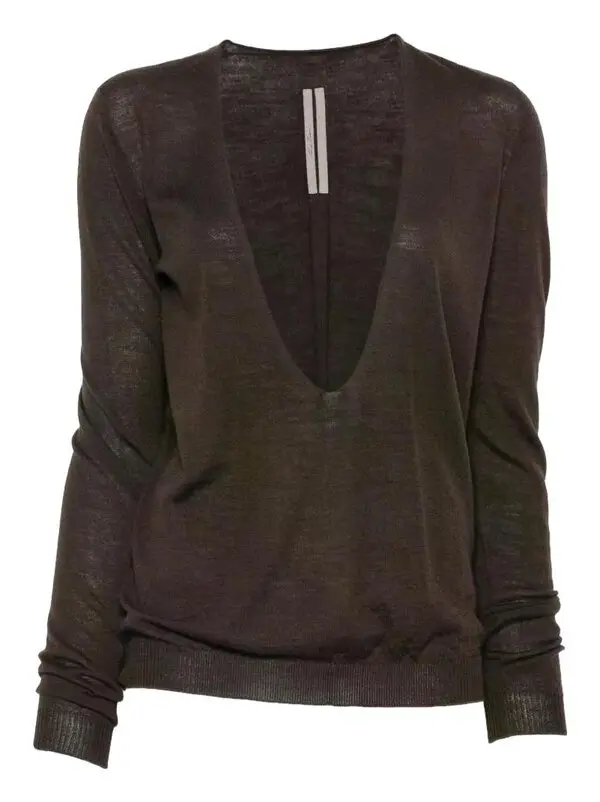 Rick Owens V-neck Sweater - Brown