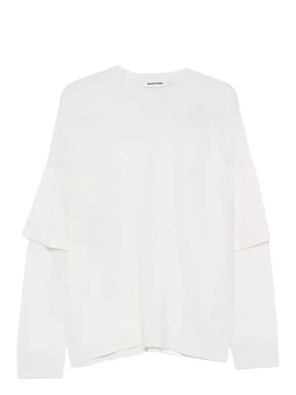 DARKPARK Layered Sleeves Crew Neck Sweater - White