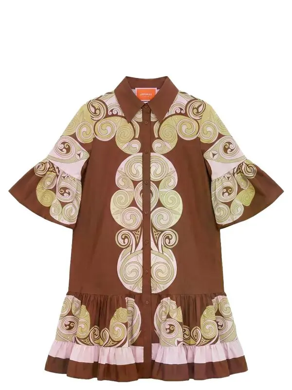 La DoubleJ Choux Ruffled-trim Dress - Brown