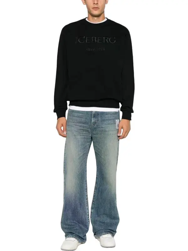 Iceberg Embroidered Logo Crewneck Sweatshirt - Black
