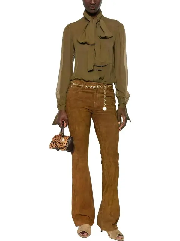 Saint Laurent Long-sleeved Blouse With Front Button Fastening - Green
