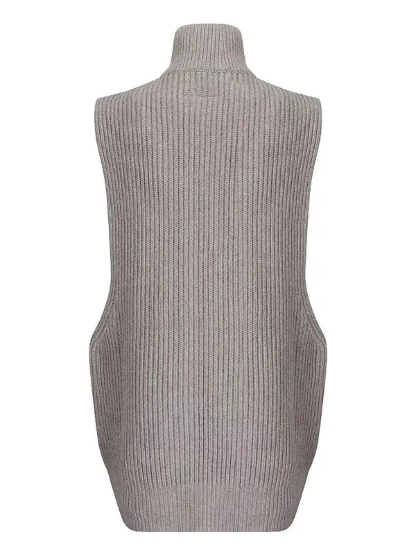 MAISON MARGIELA Ribbed Knit Zip-up Gilet - Grey