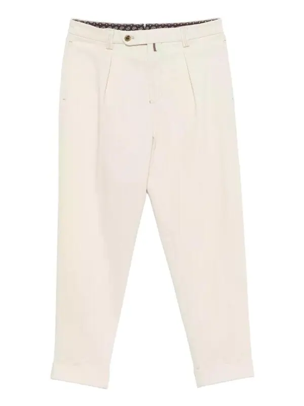 BERWICH Pleated Front Turn-up Trousers - Neutrals
