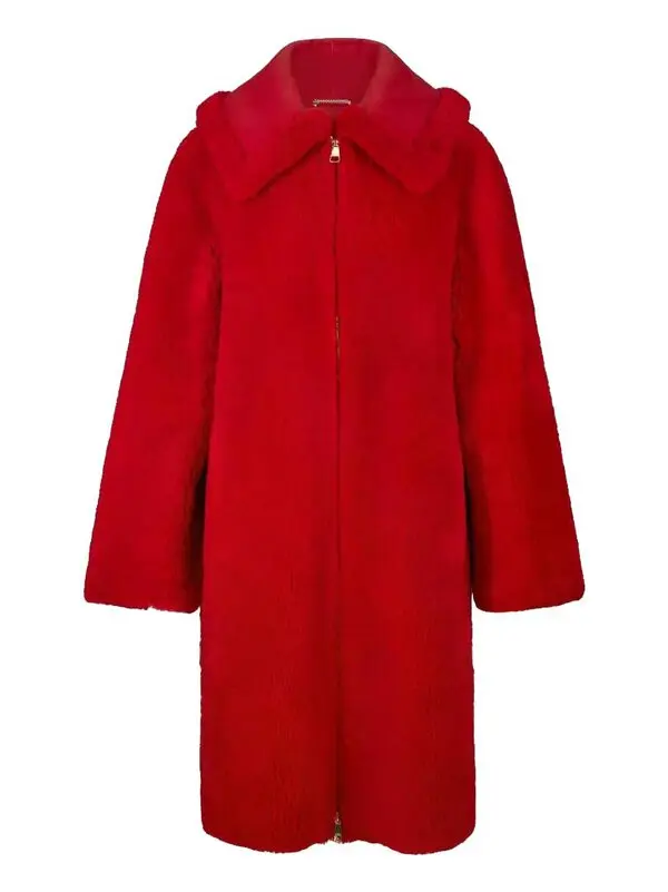 BOSS Shearling Texture Zip-up Coat - Red