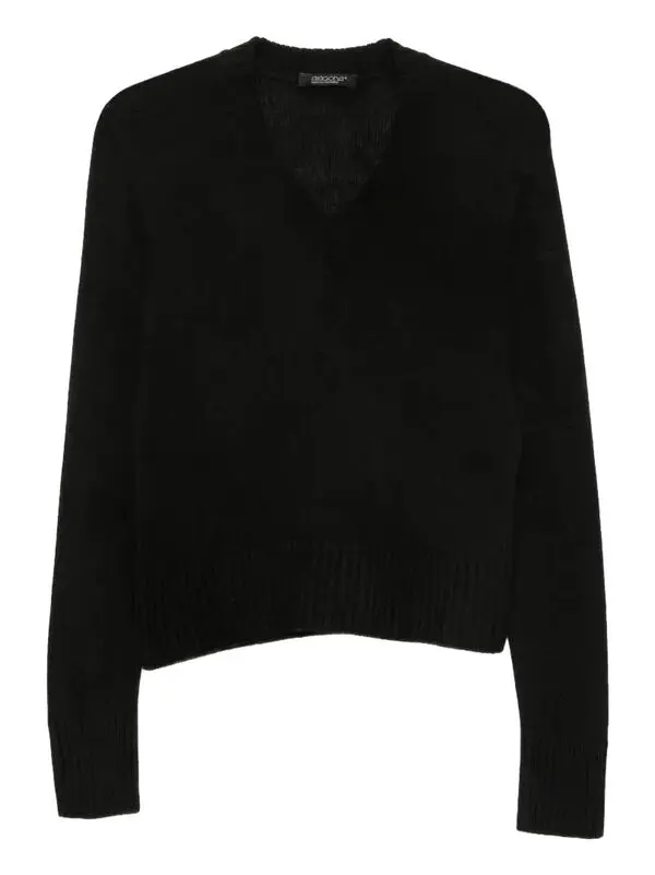 ARAGONA V-neck Ribbed Sweater - Black