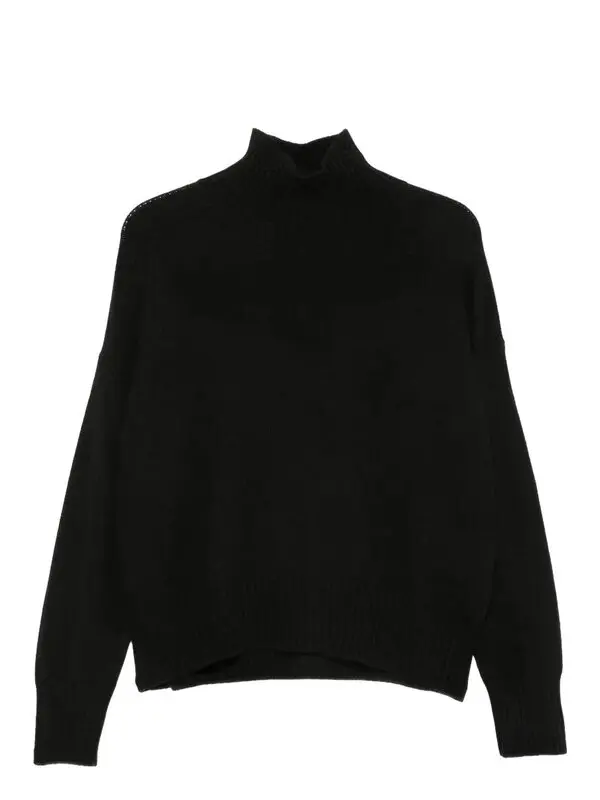 ARAGONA Roll Neck Sweater - Black