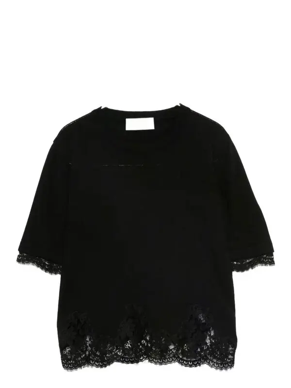 ERMANNO FIRENZE Short-sleeve Lace Trim T-shirt - Black