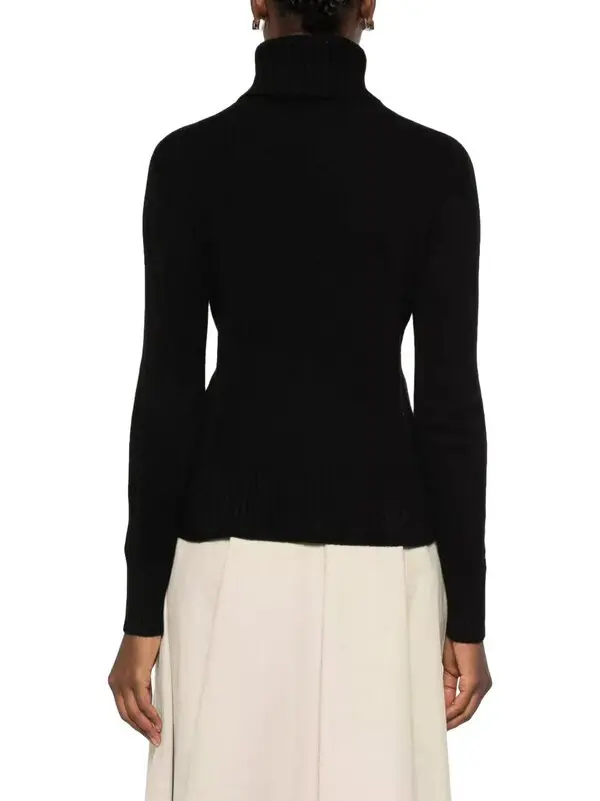 ARAGONA Ribbed-trim Roll Neck Sweater - Black