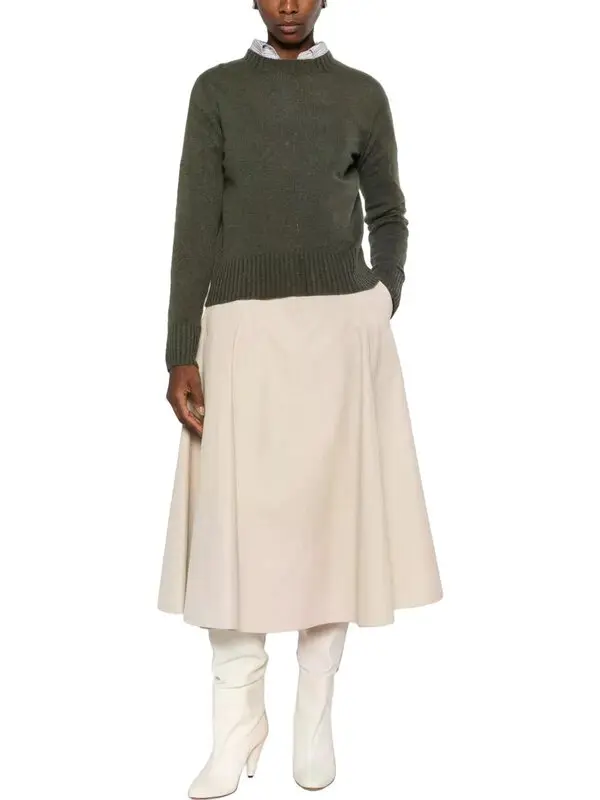 ARAGONA Long-sleeve Ribbed-trim Sweater - Green