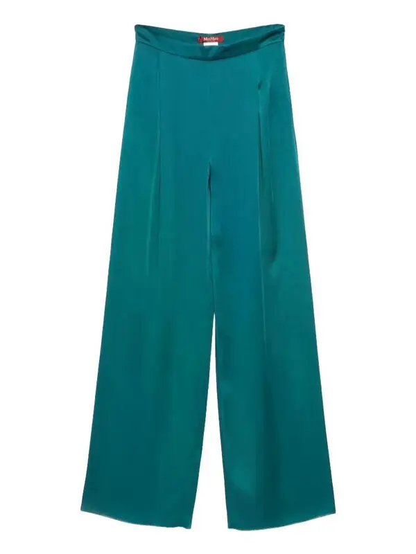Max Mara Wide Leg Satin Finish Trousers - Blue