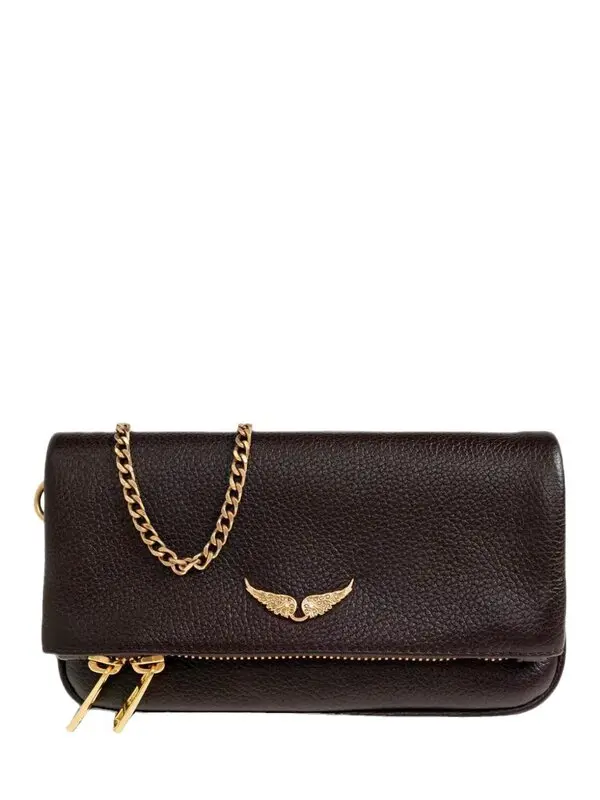 Zadig&Voltaire Rock Mini Clutch With Rhinestone Wings - Brown