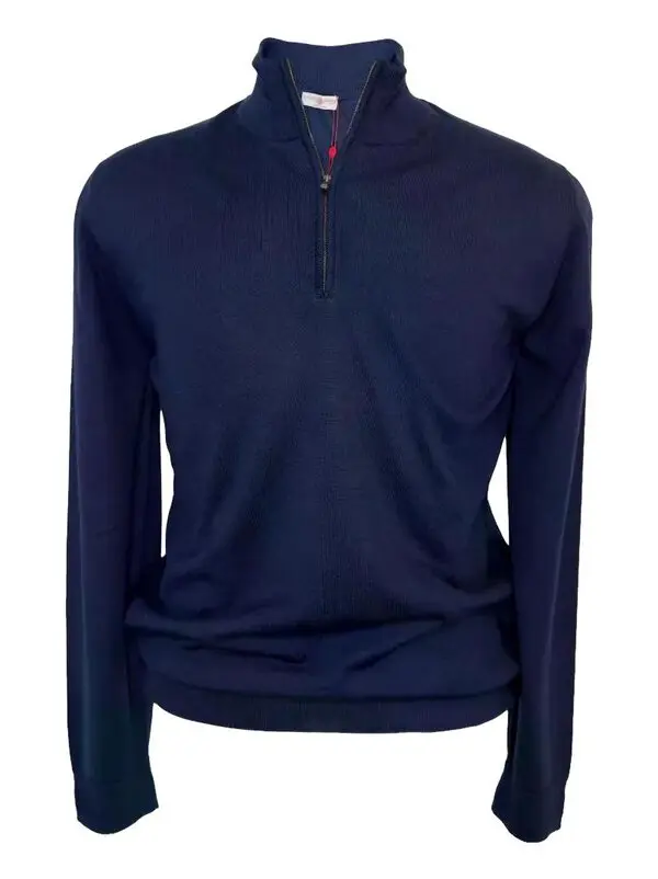 Luciano Barbera Wool Quarter-zip Sweater - Blue
