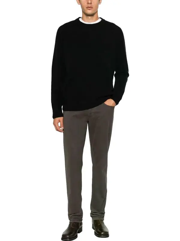 ATOMO FACTORY Crew Neck Long Sleeve Sweater - Black