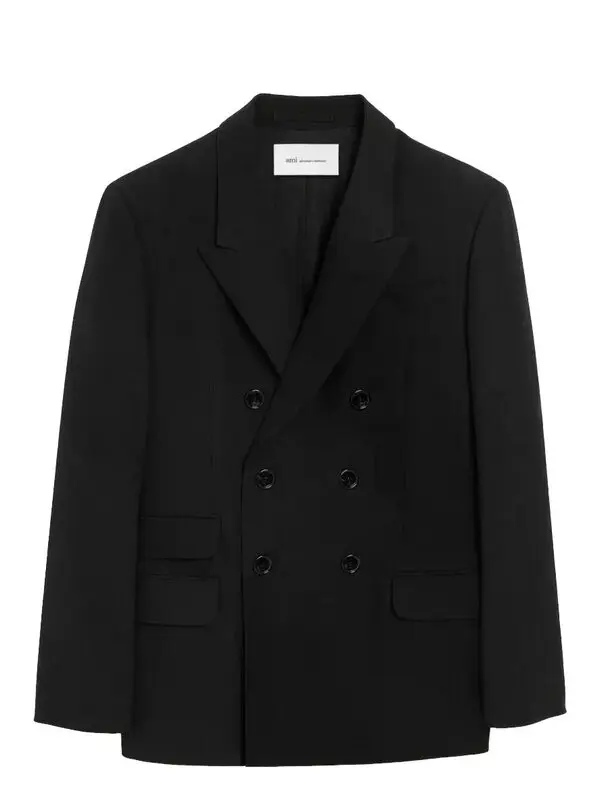 AMI Paris Double-breasted Straight-fit Wool Blazer - Black
