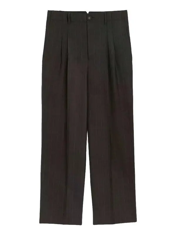 AMI Paris High-waisted Carrot-fit Striped Wool Trousers - Grey