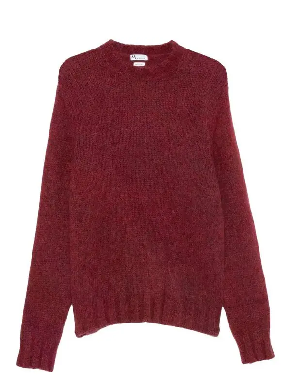 DOPPIAA Ribbed Knit Mock Neck Sweater - Red