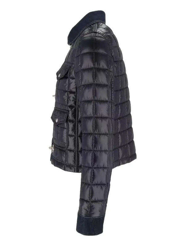 FAY Quilted Jacket With Denim Collar - Blue
