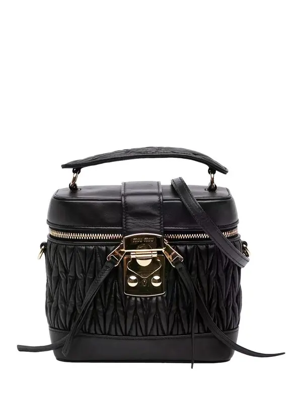 Miu Miu Micro Matelassé Nappa Vanity Crossbody Bag - Black